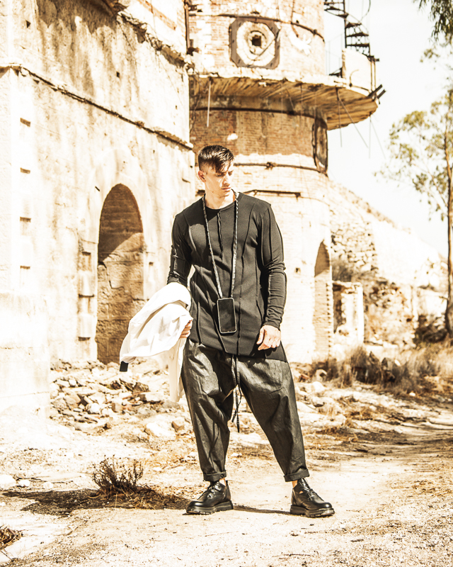 Pleated Leather Finish Pants - Alterego